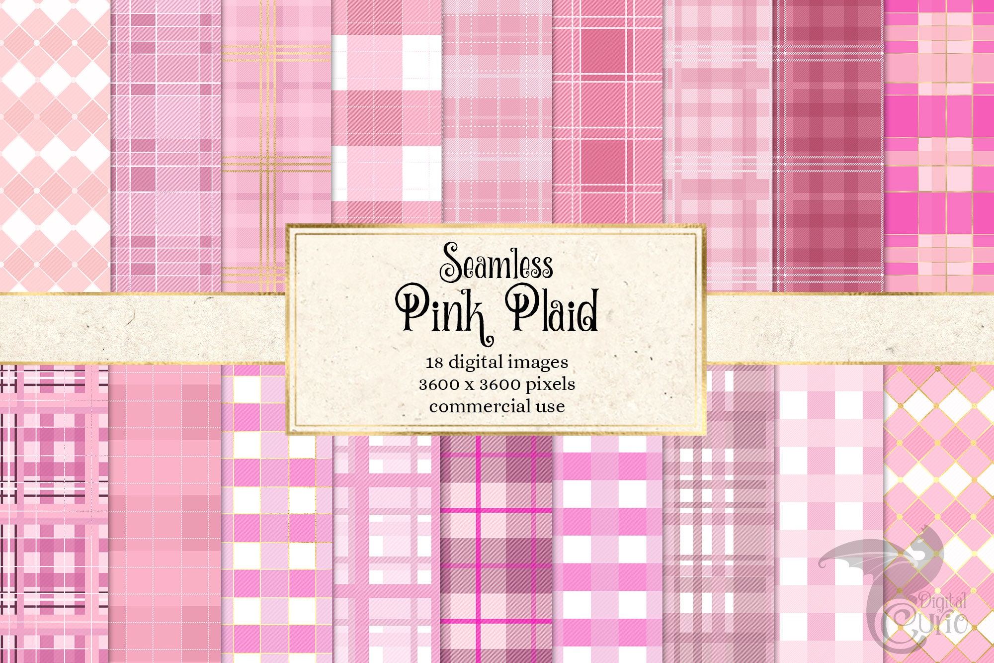 Pink Plaid Digital Paper Seamless Patterns for Instant - Etsy
