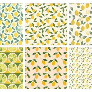 Cute Lemons Digital Paper - Seamless Pastel Citrus Fruit Background ...