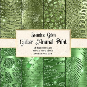 Green Glitter Animal Print Digital Paper - Seamless Textures (digital ...