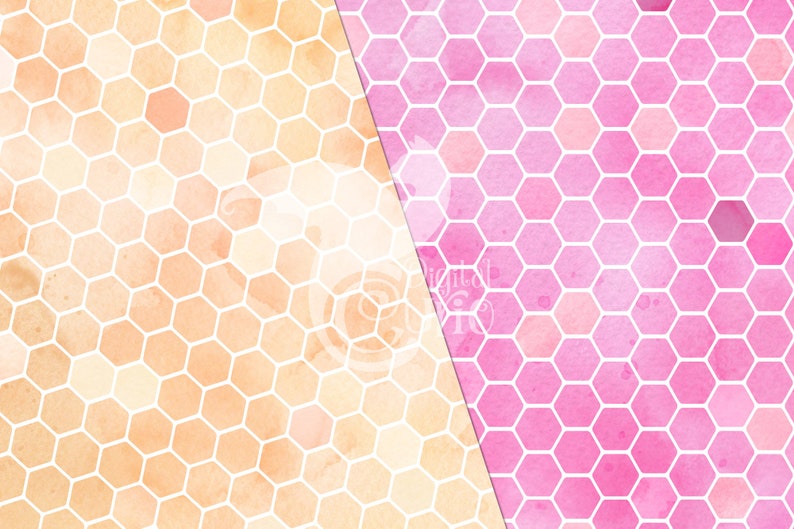 Watercolor Honeycomb Digital Paper Seamless Honeycomb Bee - Etsy