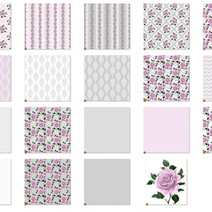 Lilac and Gray Shabby Digital Paper, Seamless Floral Patterns Rustic ...
