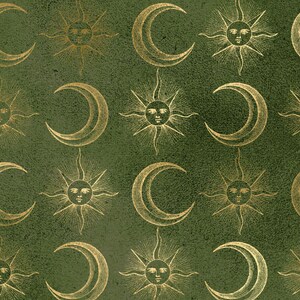 Heraldic Green and Gold Digital Paper, Seamless Patterns, Medieval ...