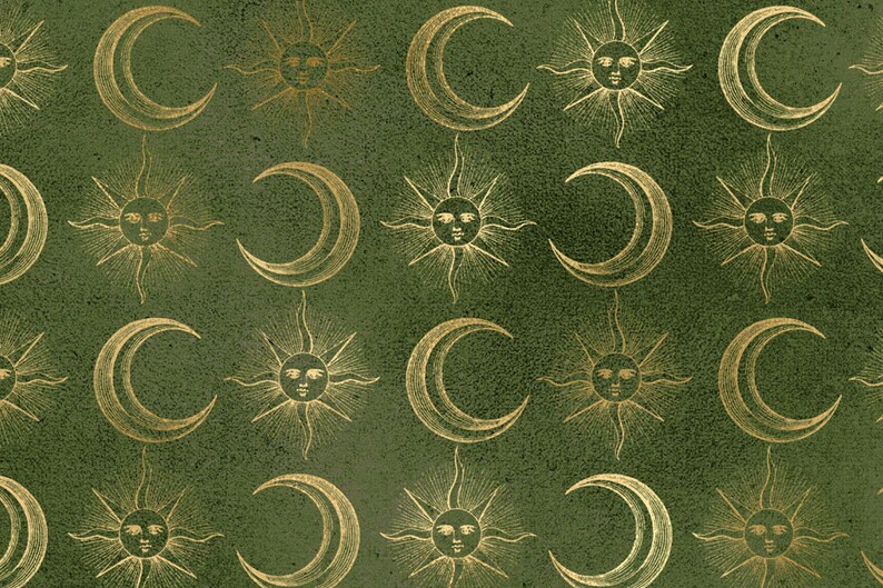 Heraldic Green and Gold Digital Paper Seamless Patterns - Etsy