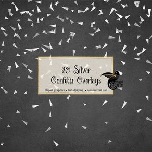 20 Silver Confetti Overlays in PNG Format With Transparent Backgrounds ...