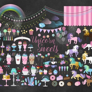 Unicorn Sweets Clipart, PNG Vector Unicorn Clip Art Graphics, Birthday ...