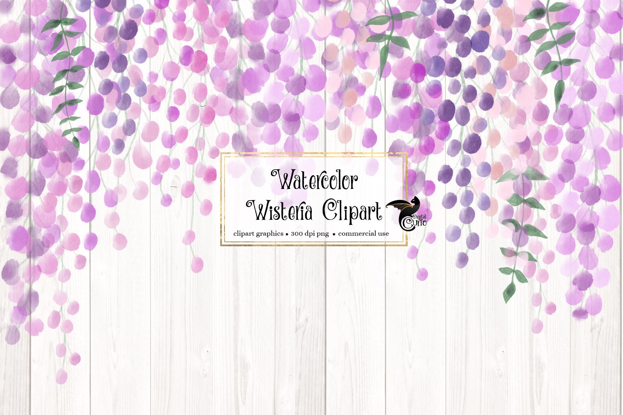 Watercolor Wisteria Clipart Digital Clip Art Graphics of - Etsy