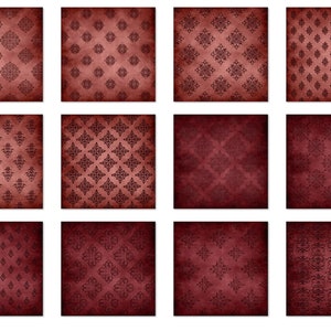 Red Gothic Damask Digital Paper – Vintage Grunge Textures (digital ...
