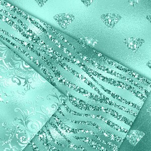 Aqua Glam Digital Paper Aqua Foil Glitter Backgrounds - Etsy UK