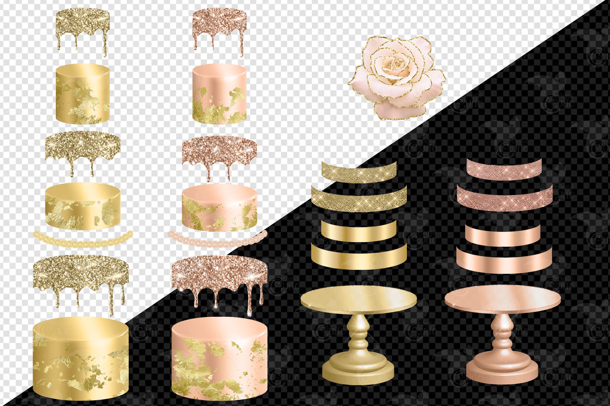 Foil Glam Cakes Clipart Princess Birthday or Wedding Cake - Etsy