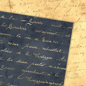 Antique Script Digital Paper, Old Vintage Handwritten Letters in ...