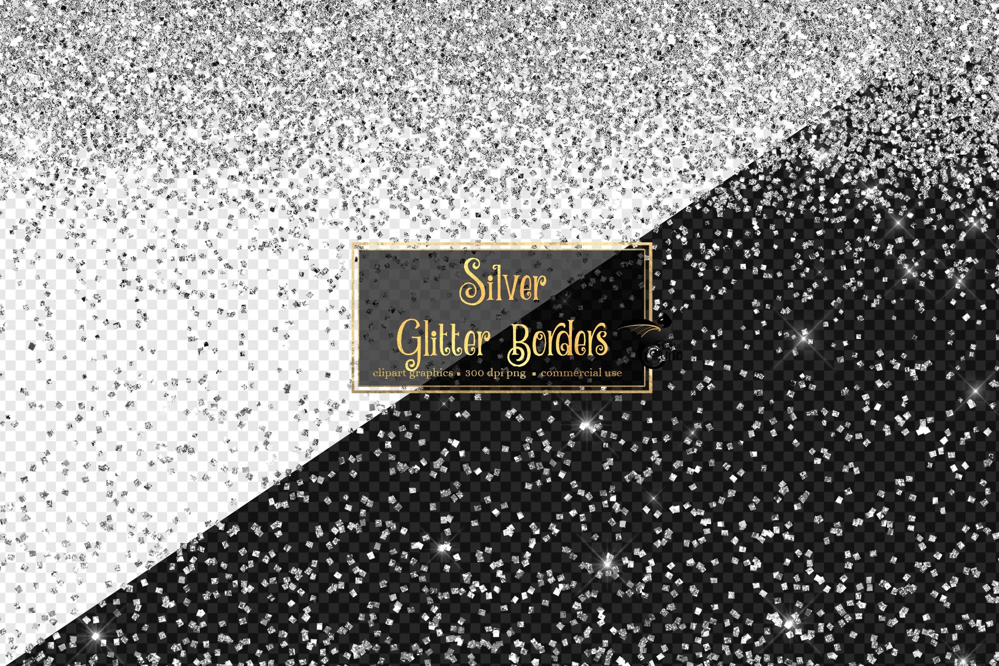 Silver Glitter Borders Clipart, PNG Overlays (digital Download) - Etsy
