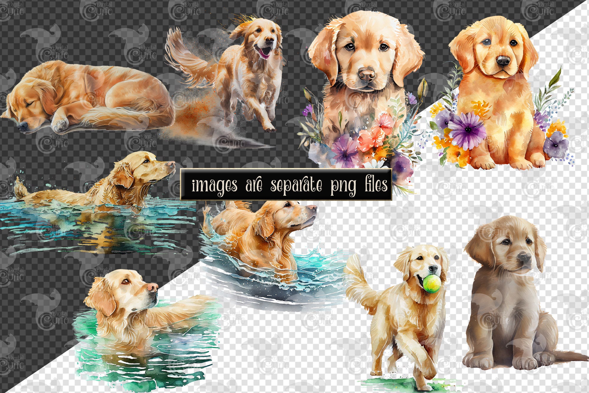 Watercolor Golden Retriever Clipart Cute Dogs and Puppies - Etsy UK