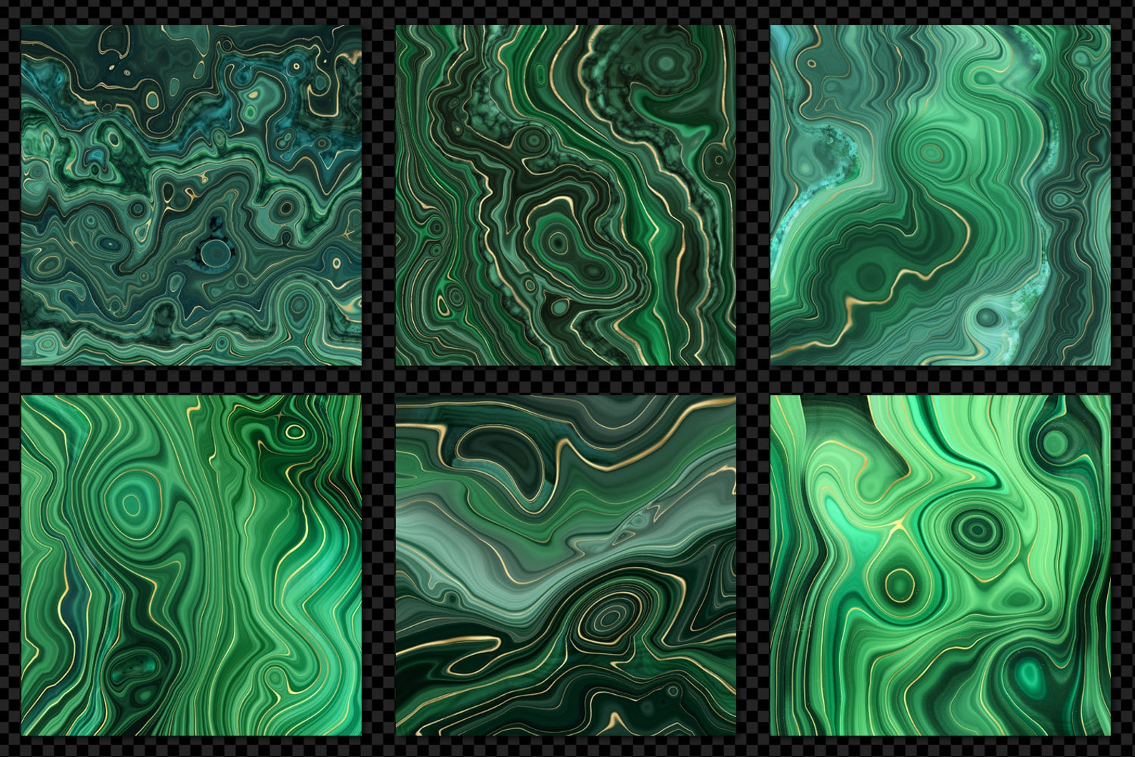 Strata Malachite Digital Paper and Border Overlays With Gold - Etsy