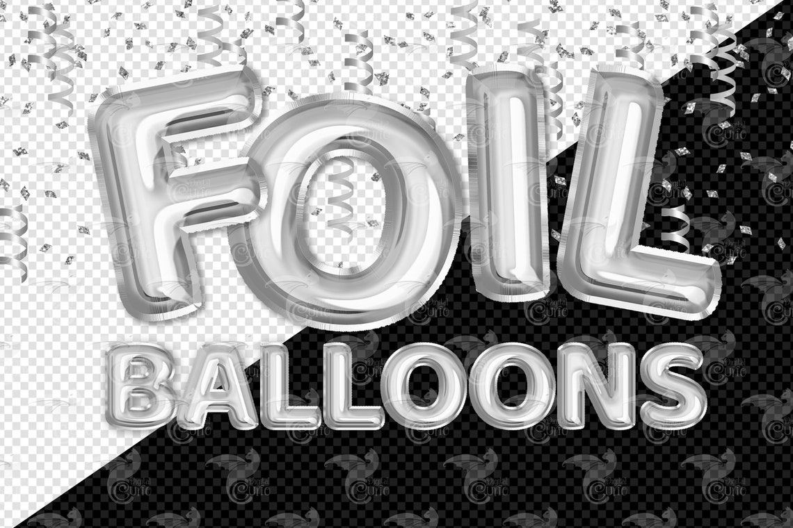 Silver Foil Balloon Alphabet Clip Art Digital Instant - Etsy