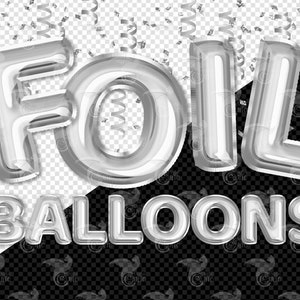 Silver Foil Balloon Alphabet Clip Art - Digital Instant Download ...