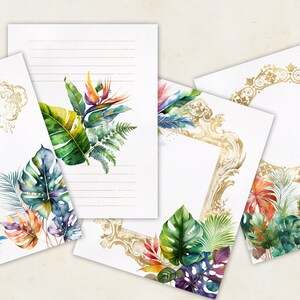 Watercolor Tropical Leaves Journal Paper, Digital Paper Printable Junk ...