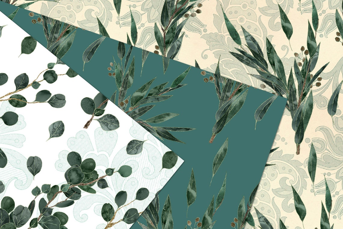 Eucalyptus Digital Paper Seamless Eucalyptus Patterns for - Etsy