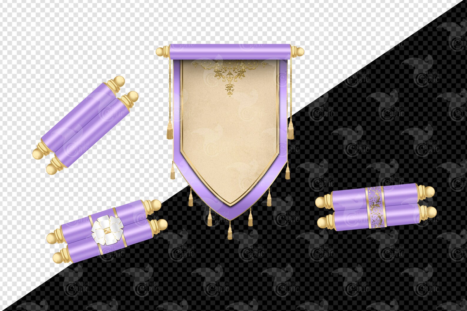 Lilac Scrolls Clipart Digital Tapestry Clip Art for Magic - Etsy