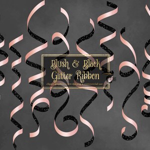 Blush and Black Glitter Ribbon Clip Art - Pink Curling Ribbons in Png ...