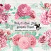 Pink and Mint Floral Clip Art Digital Instant Download | Etsy