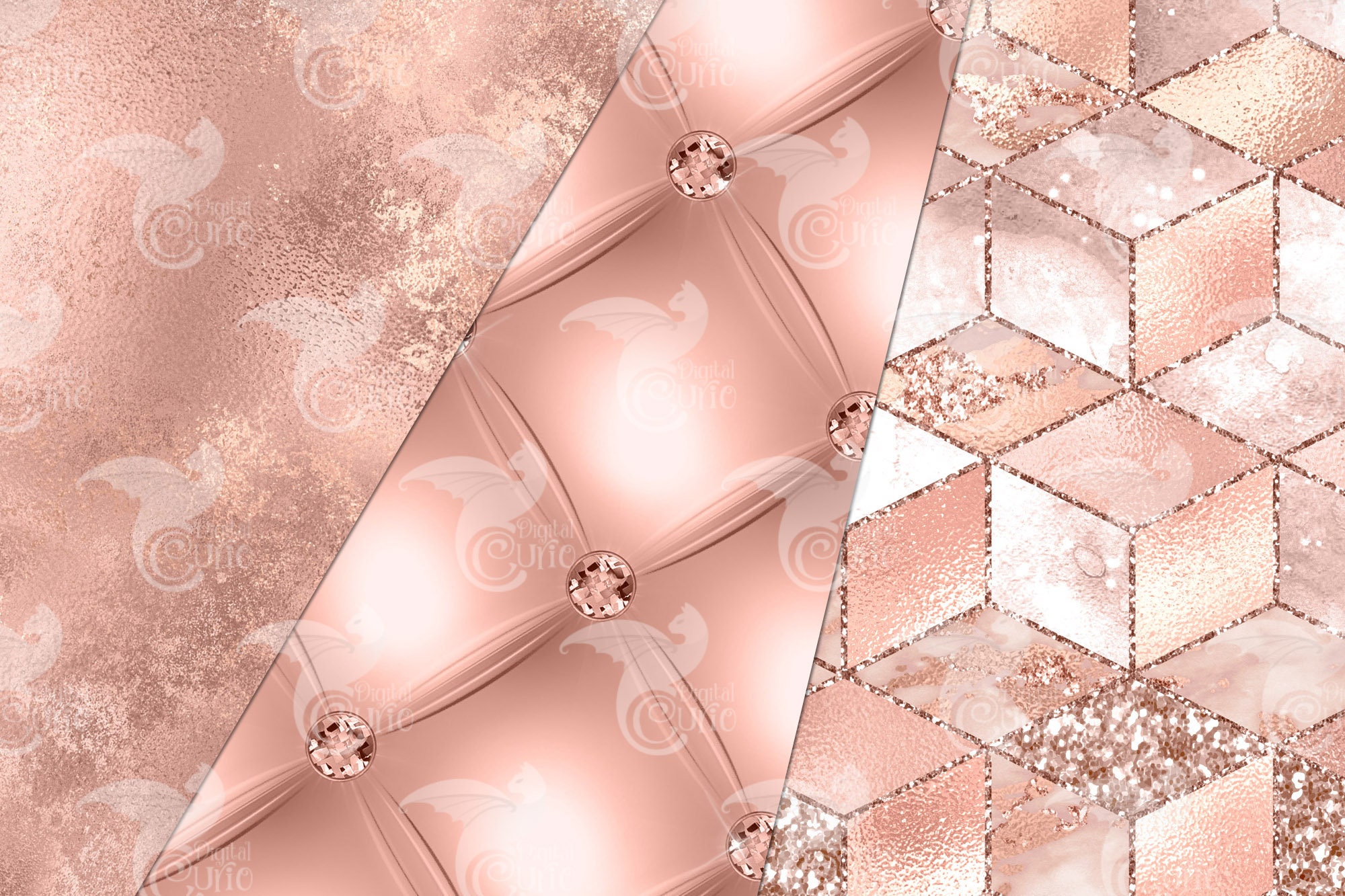 Ultimate Rose Gold Textures seamless digital paper metallic | Etsy