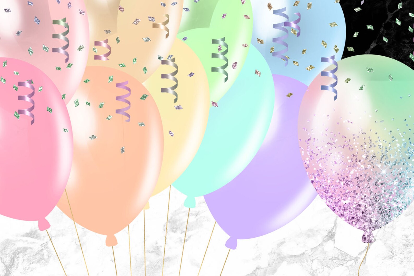 Pastel Rainbow Balloons Clipart Pastel Party Clip Art | Etsy