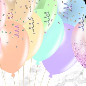 Pastel Rainbow Balloons Clipart - Pastel Party Clip Art Balloons in ...