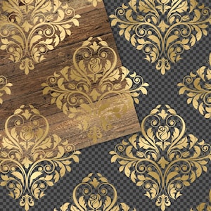 Gold Damask Pattern Overlays, Seamless PNG Files (digital Download) - Etsy