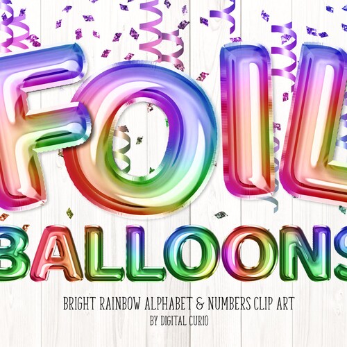 Violet Foil Balloon Alphabet Clip Art Digital Instant - Etsy