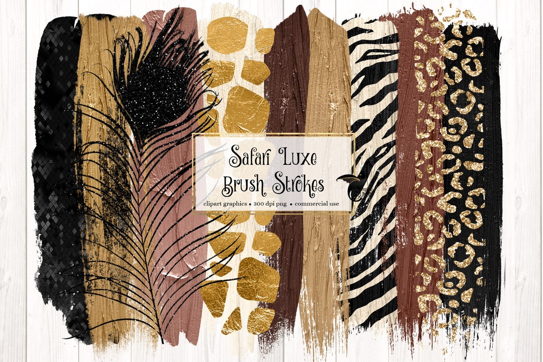 Safari Luxe Brush Strokes Clipart, Animal Print Paint Elements (digital ...