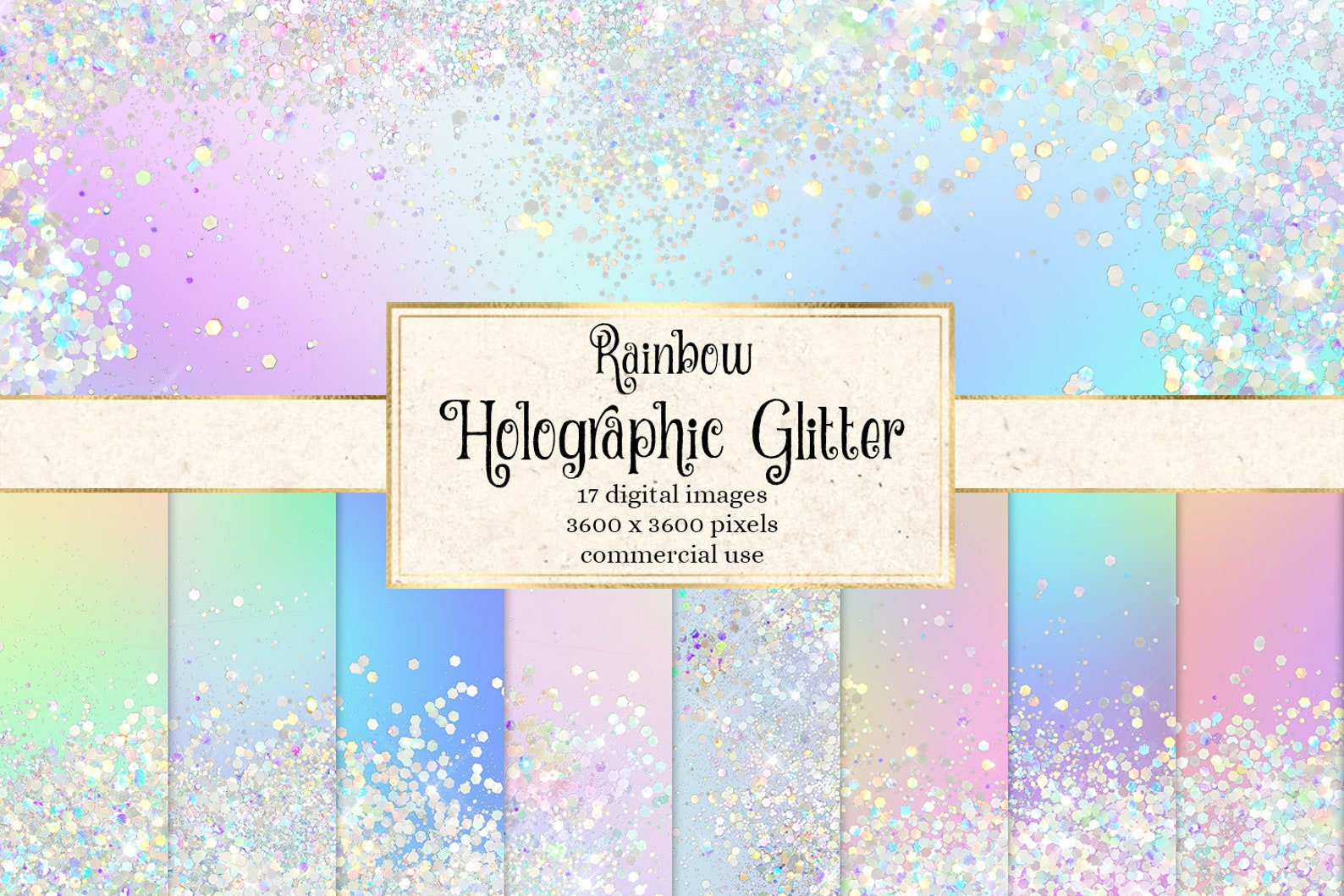 Rainbow Holographic Glitter Digital Paper Printable Scrapbook - Etsy