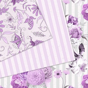 Purple Floral Digital Paper, Seamless Flower Bouquet Backgrounds ...