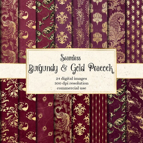 Turquoise and Gold Peacock Digital Paper Teal Seamless Aqua - Etsy