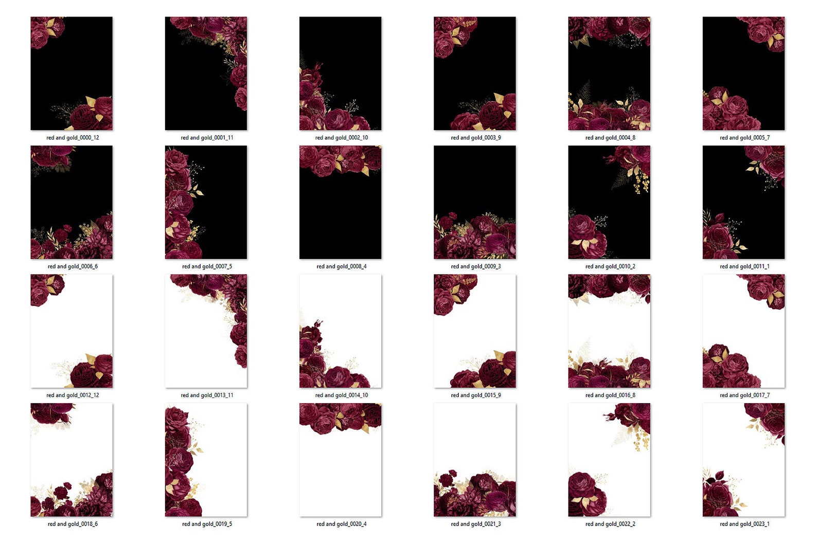 5x7 Burgundy and Gold Floral Overlays for Invitations - Etsy