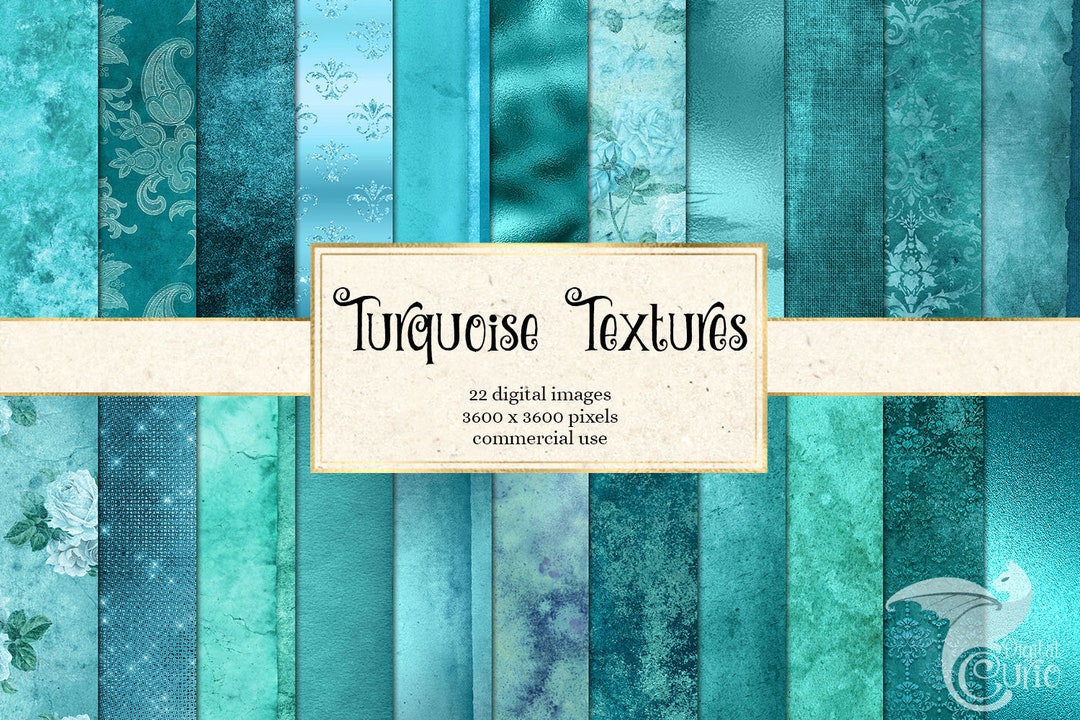 Turquoise Textures Digital Paper, Printable Scrapbook Paper With Teal ...