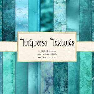 Turquoise Textures Digital Paper, Printable Scrapbook Paper With Teal ...
