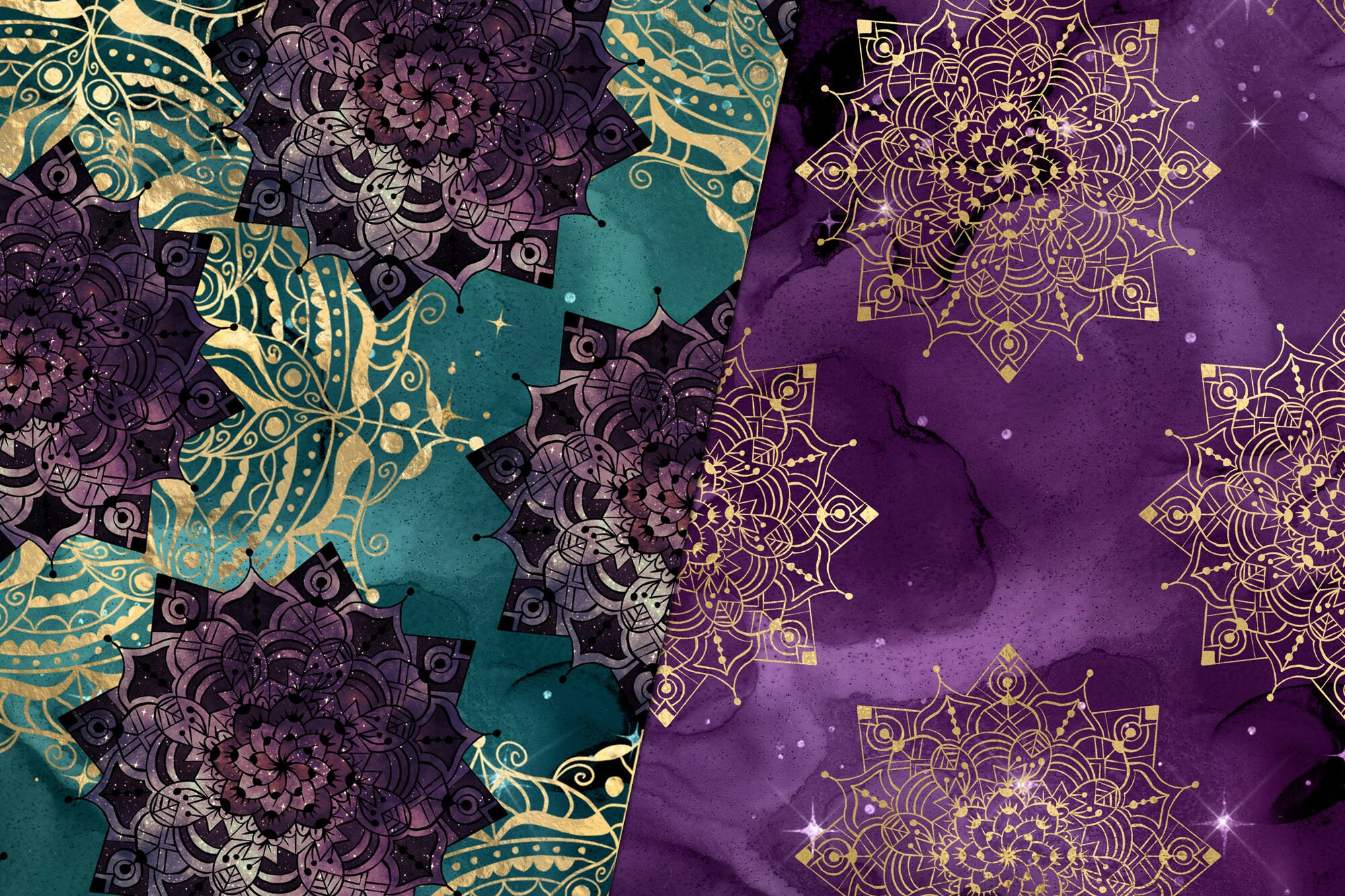 Dharma Digital Paper, Seamless Cosmic Night Sky Backgrounds Instant ...