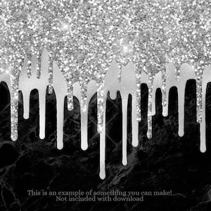 Dripping Silver Clipart - Silver Glitter Drips Like Frosting With ...
