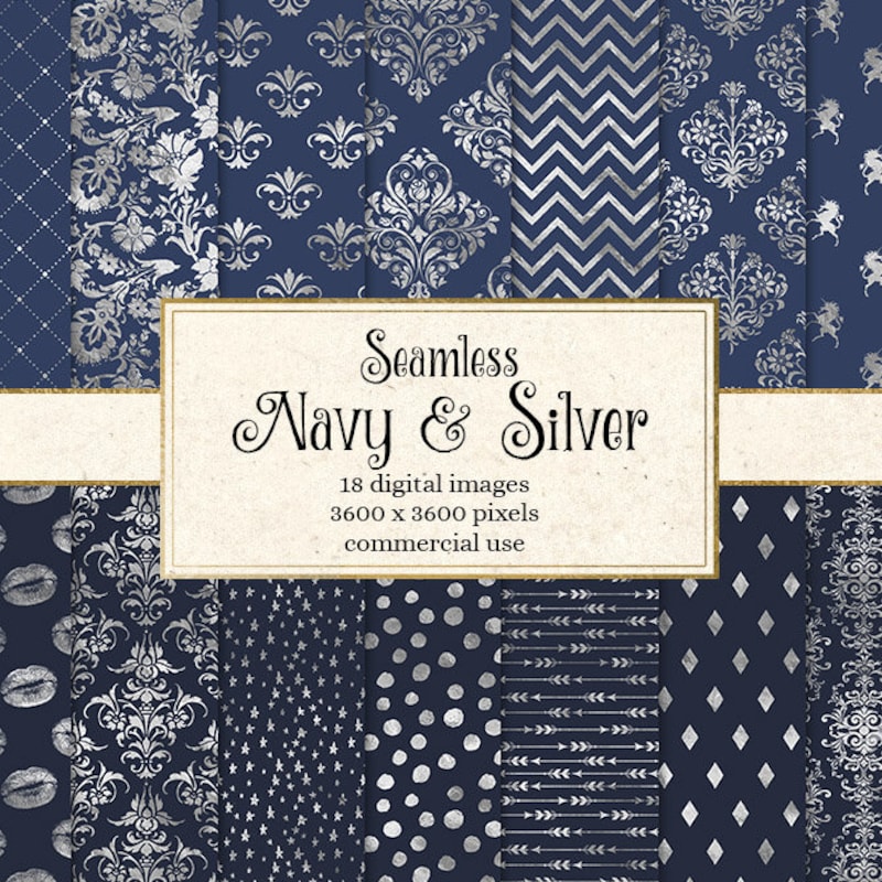 Navy and Silver - Etsy