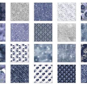 Dusty Blue and Silver Digital Paper, Seamless Patterns and Textures ...