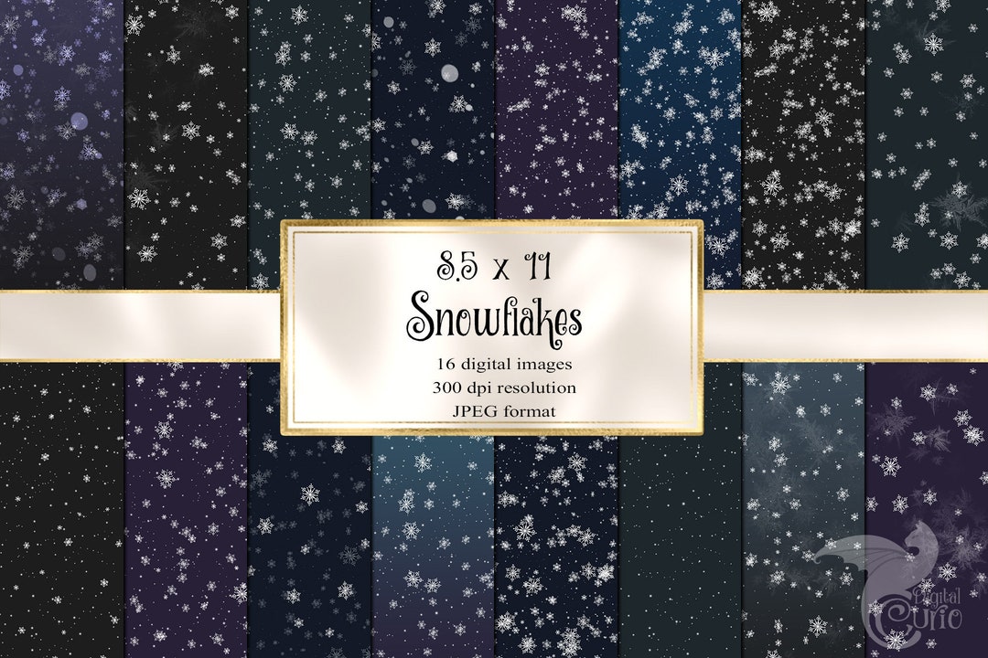 Snowflakes Digital Paper - Snowflake Backgrounds Printable Instant ...