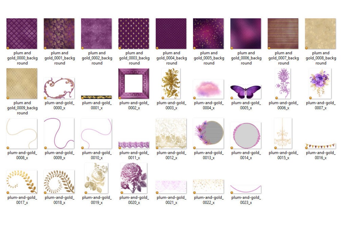 Plum and Gold Digital Scrapbooking Kit Purple and Gold - Etsy