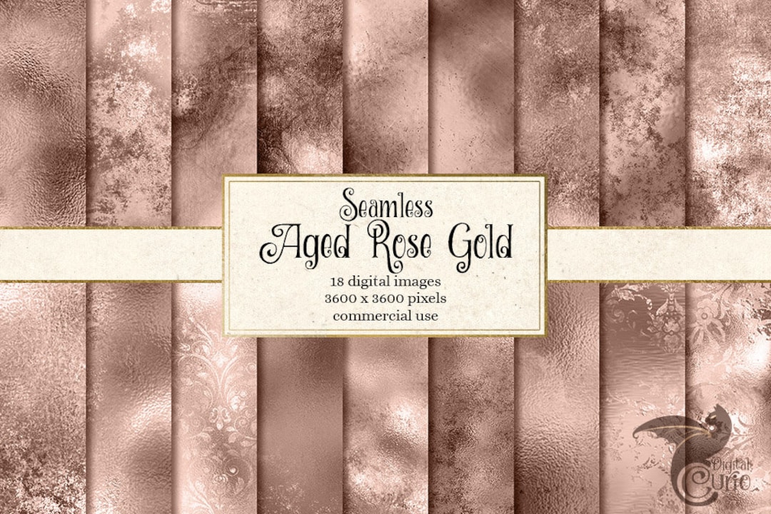 Aged Rose Gold Digital Paper, Seamless Textures, Grunge Distressed ...