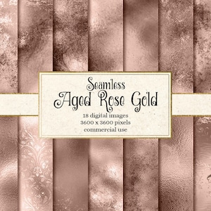 Aged Rose Gold Digital Paper, Seamless Textures, Grunge Distressed ...