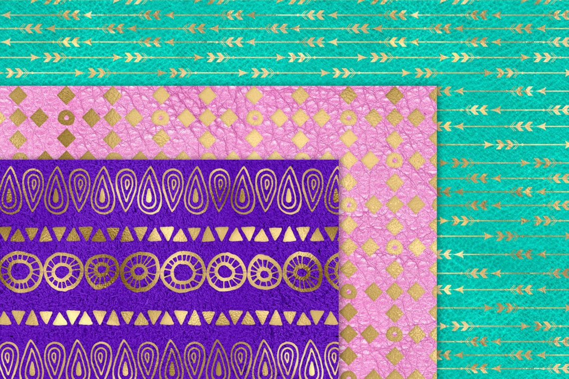Bohemian Chic Digital Paper Seamless Leather Textures Gold | Etsy