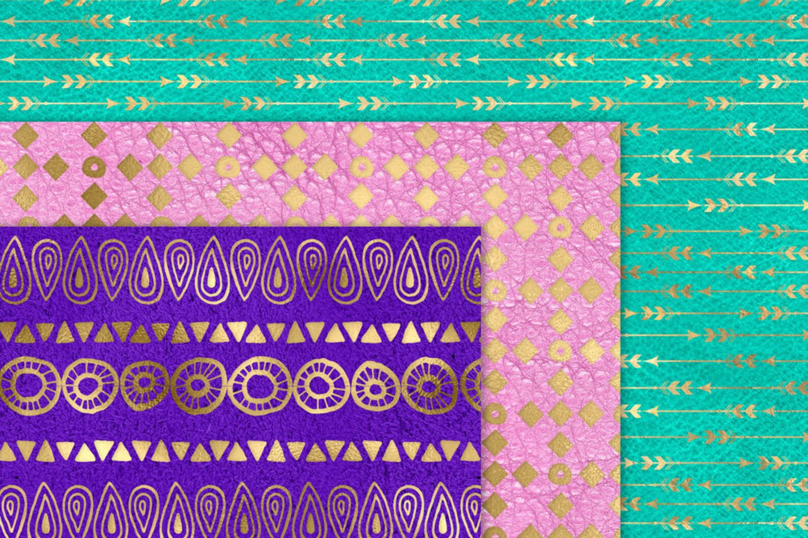 Bohemian Chic Digital Paper Seamless Leather Textures Gold | Etsy