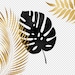 Black and Gold Tropical Leaves Clipart, Gold Foil Tropical Leaf PNG ...
