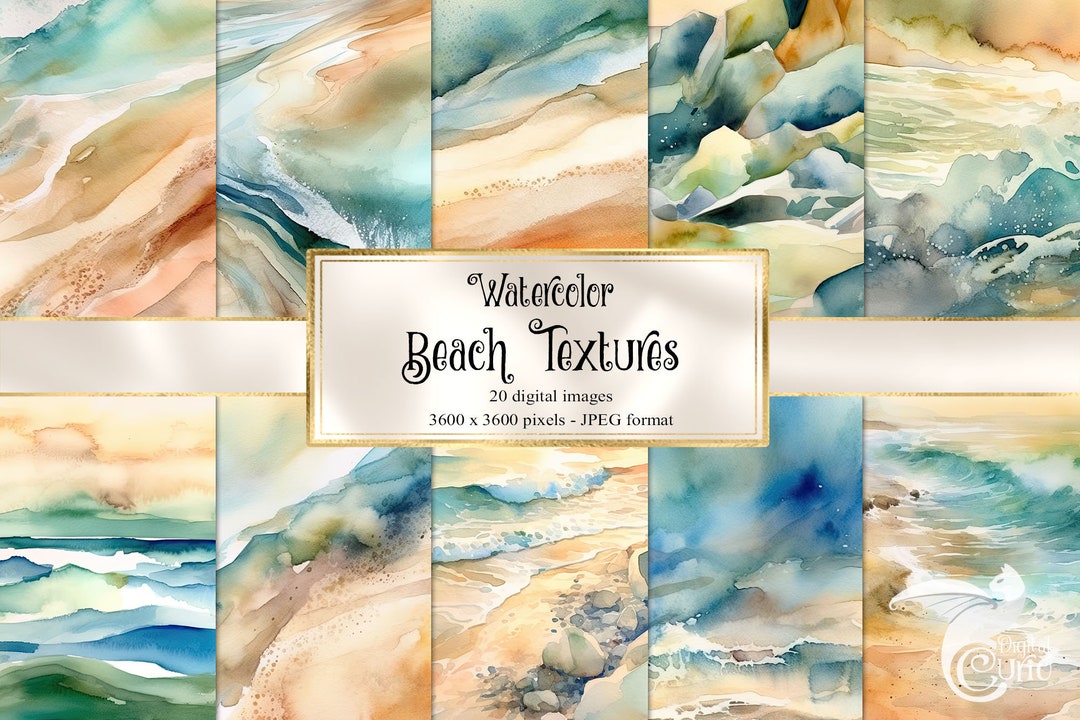 Watercolor Beach Textures Digital Paper - Watercolor Printable Instant ...