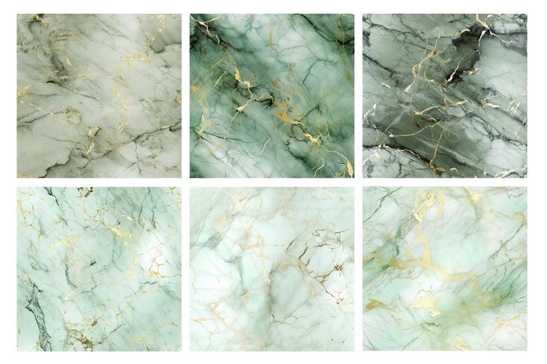 Mint and Gold Marble Digital Paper Textures (digital Download) - Etsy