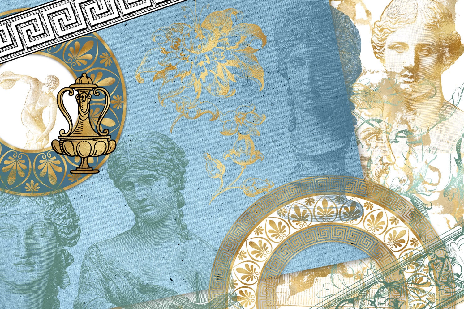 Grecian Digital Scrapbooking Kit, Ancient Greek Clipart (digital ...